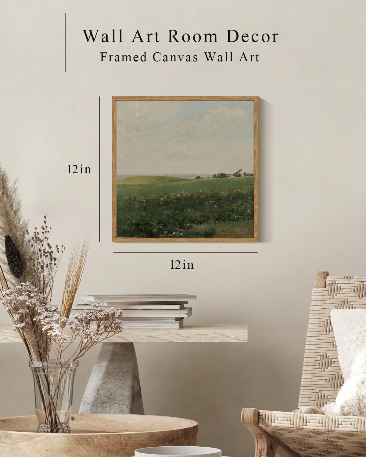 Insimsea Square Framed Canvas Wall Art, Farmhouse Decor Vintage Vast G ...