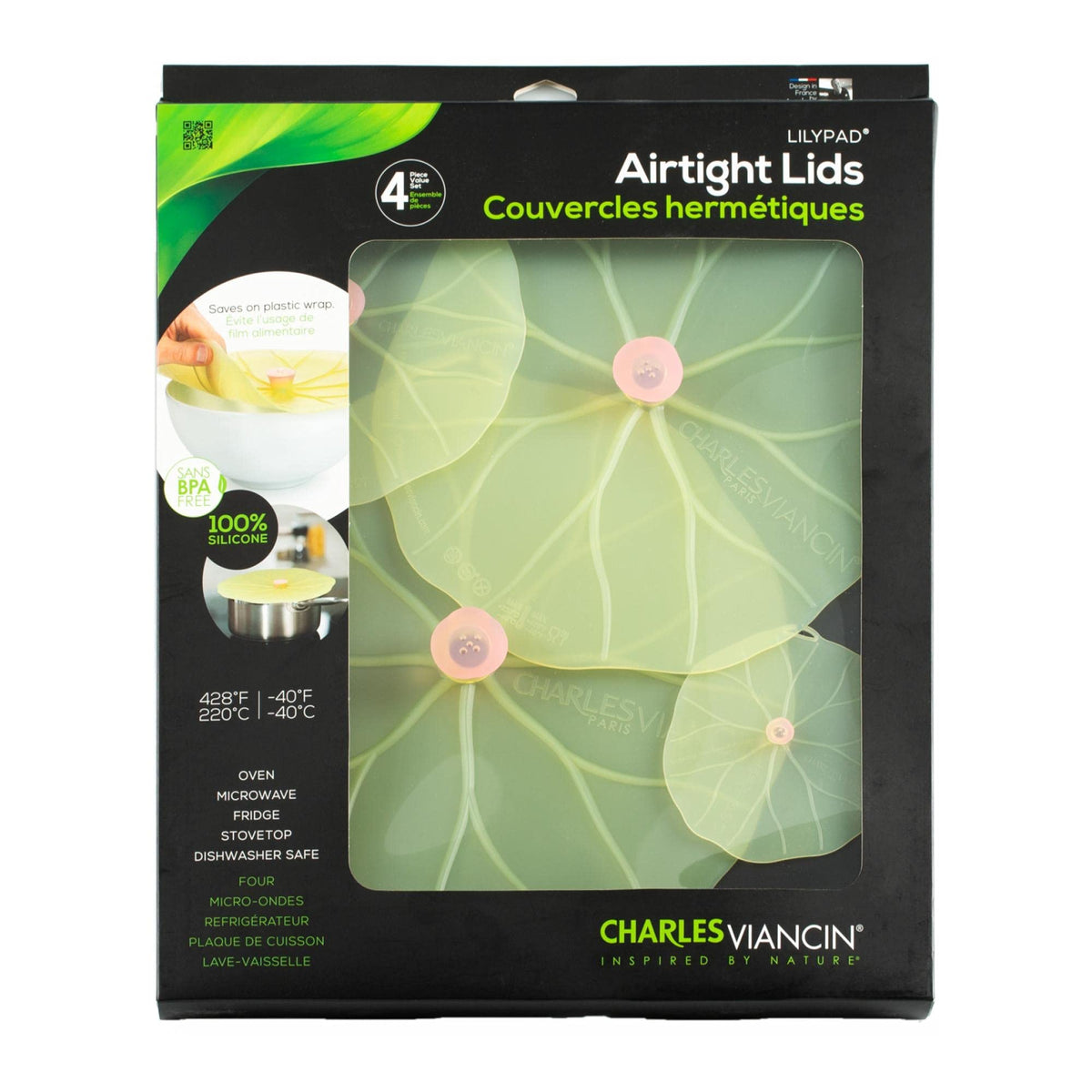 Charles Viancin - Lilypad Lid Gift-Box - Set of 4 Silicone Lids for Fo ...