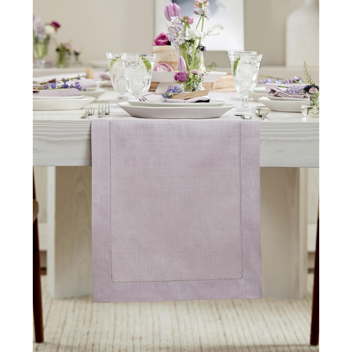 Solino Home Linen Lilac Table Runner 108 Inches Long - 100% Pure Linen ...