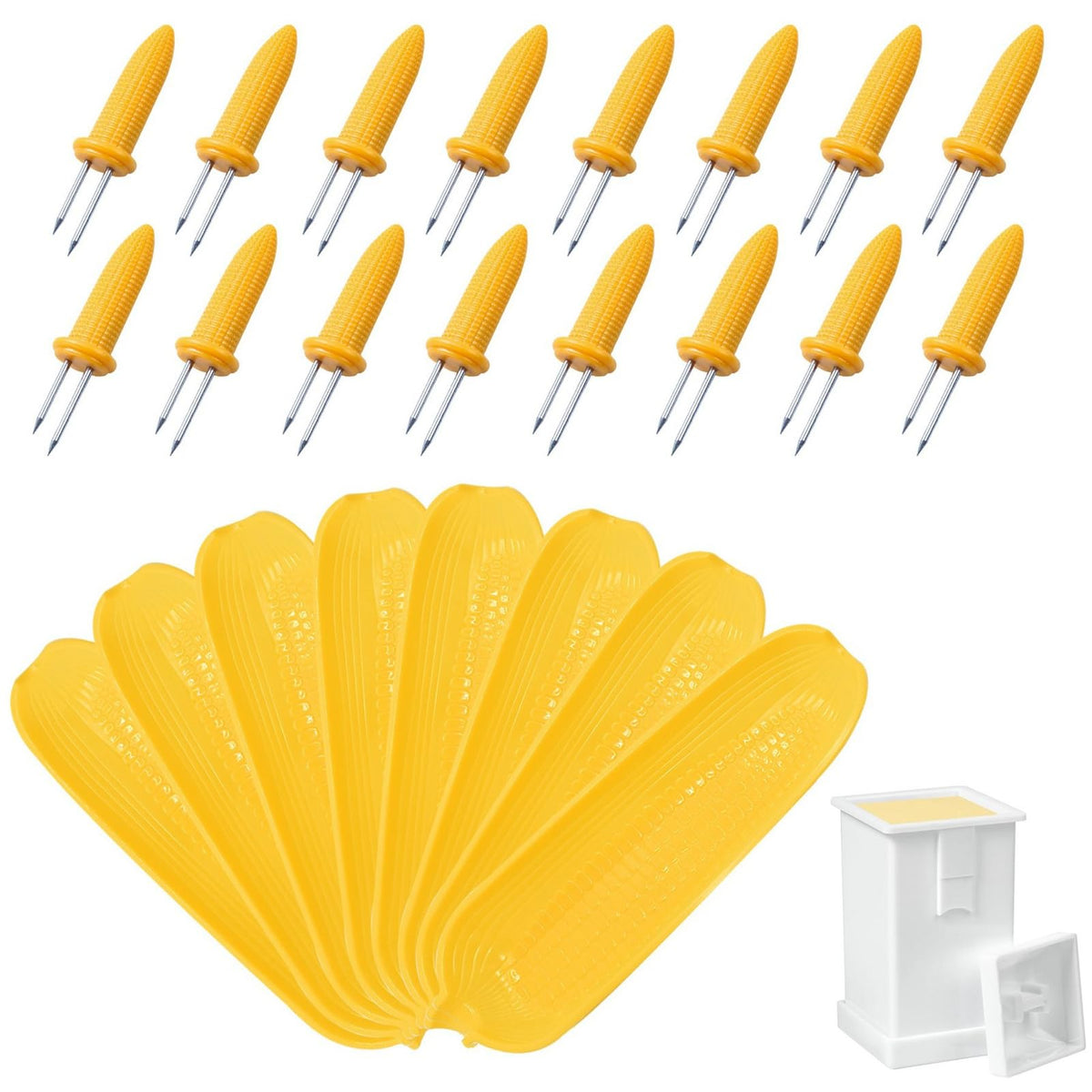 16 Pack Corn Cob Holders And 8 Pack Corn Dishes With Butter Spreader ...