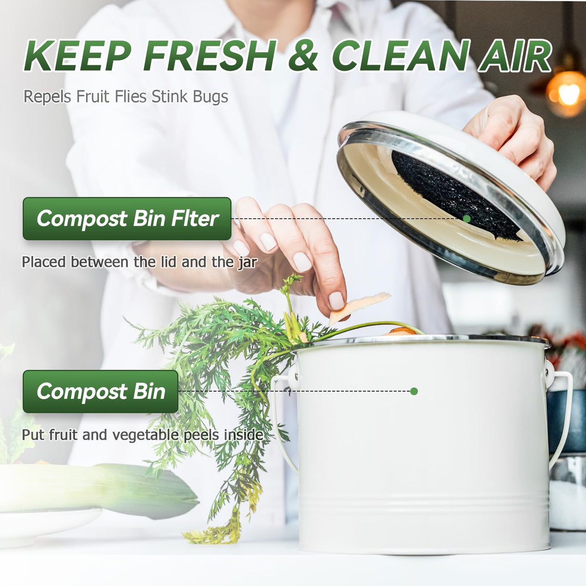 Compost Bin Filter, 6.7 Inch Charcoal Filters For Kitchen Compost Buck ...
