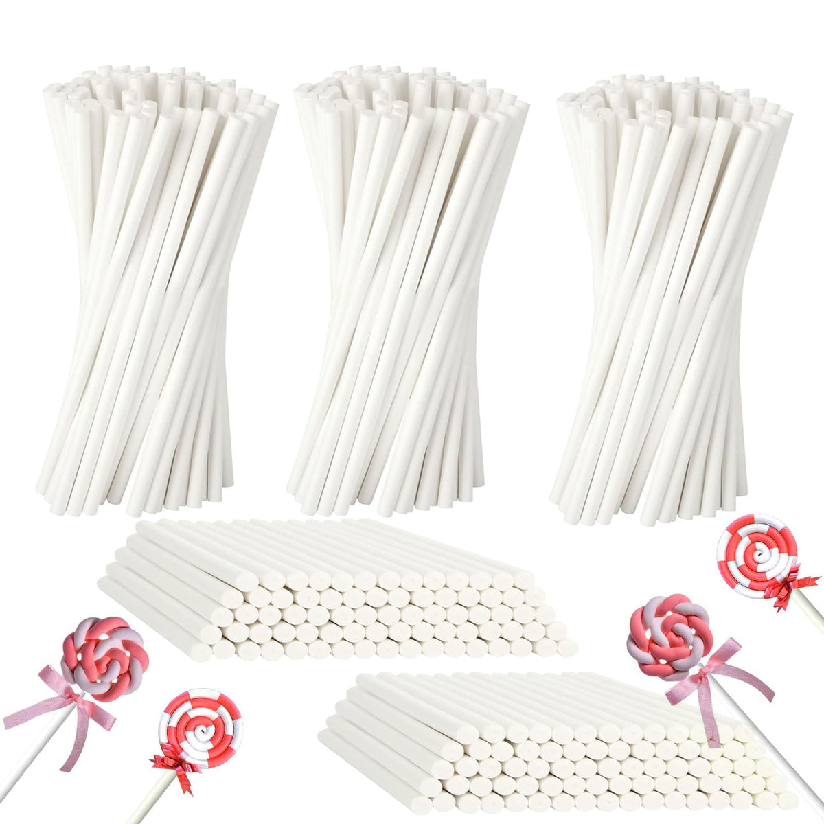 4 Inch Lollipop Sticks, 1000 Pcs White Paper Cake Pops Sticks, Sucker ...