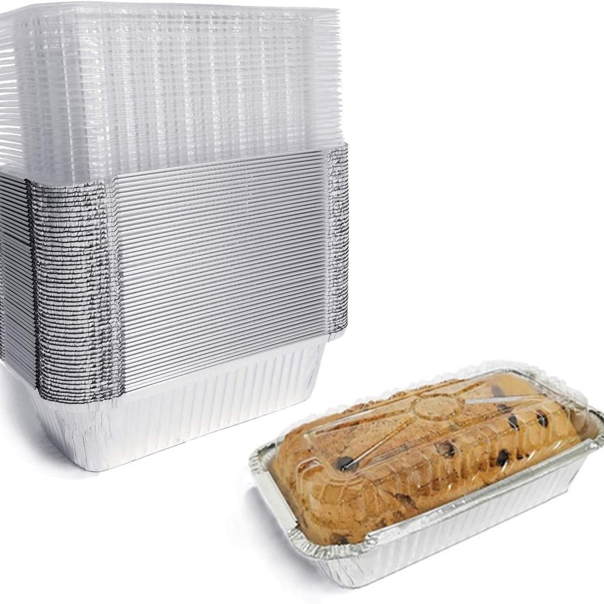 SINTOP Aluminum Bread Pans Disposable 8x4 Loaf Pans with Lids 50 Pack ...