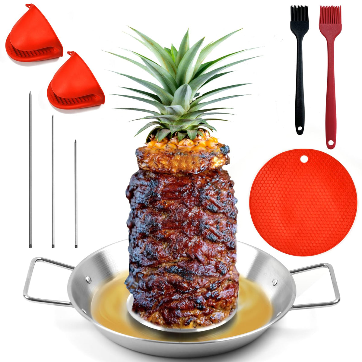 Fengzhe Al Pastor Skewer For Grill, Stainless Steel Vertical Stand, Br ...