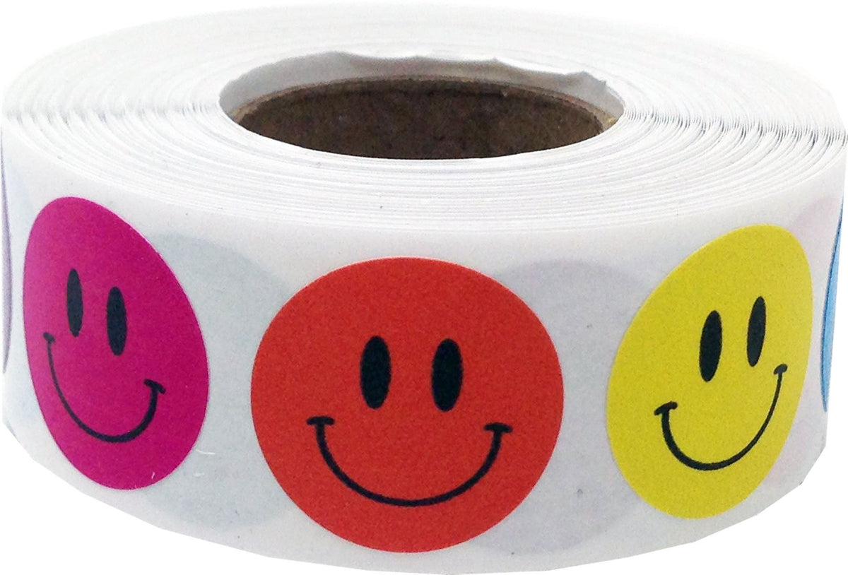Multi Colored Happy Face Labels 0.75 Inch 500 Total Adhesive Stickers ...