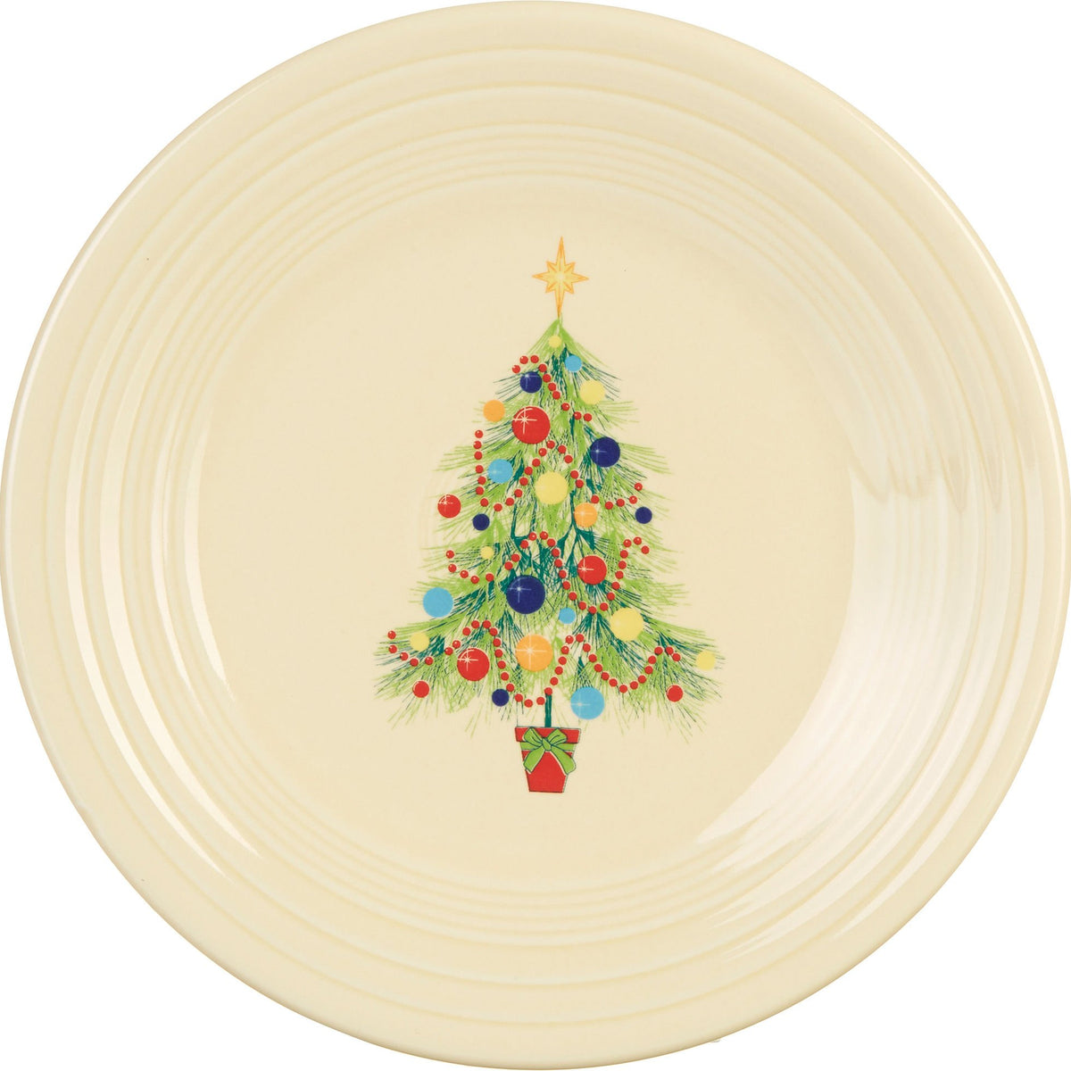 Homer Laughlin Fiesta 9-Inch Luncheon Plate, Ivory Christmas Tree Desi ...
