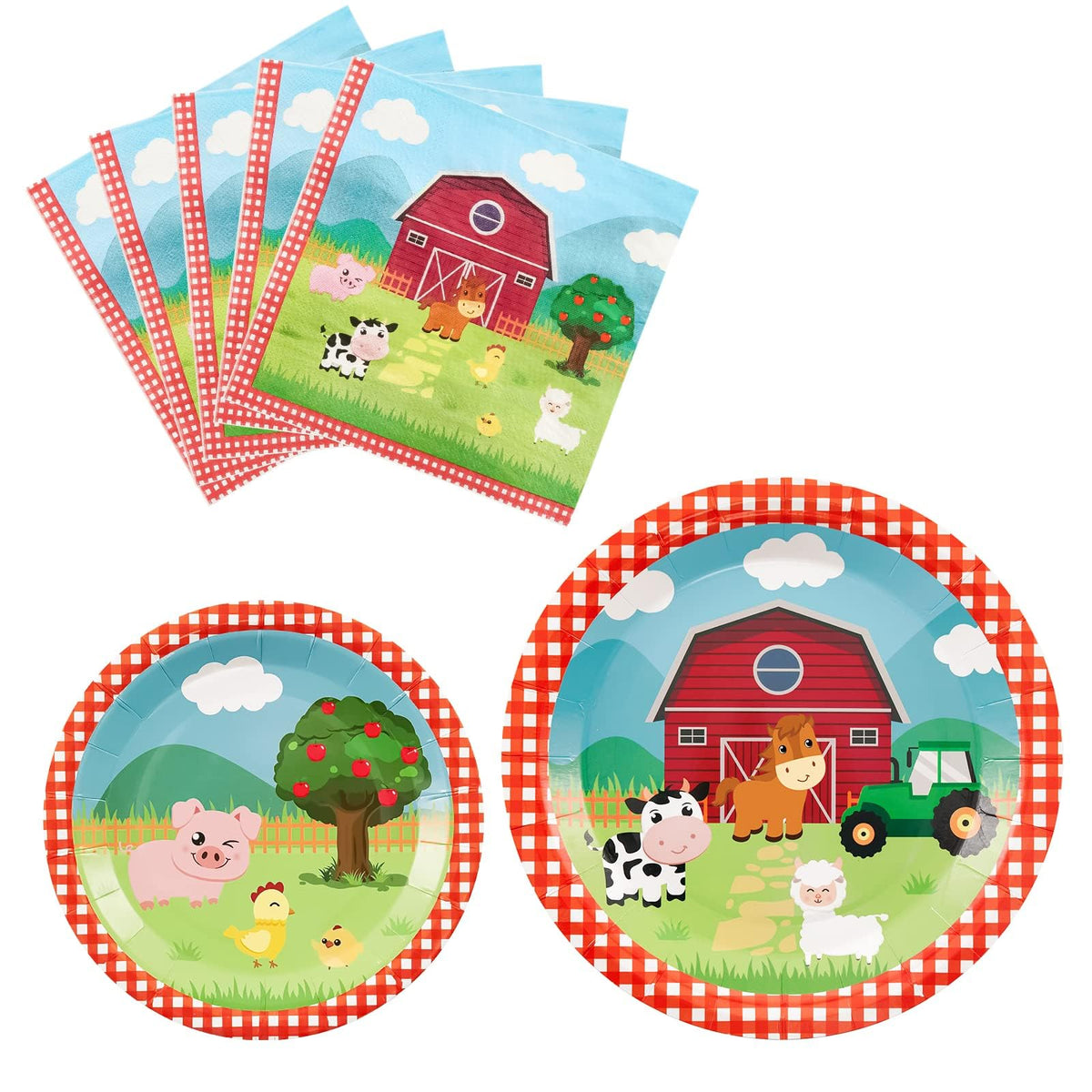 Wernnsai Farm Party Plates Napkins Set- 48Pcs Barnyard Farm Animals Ta ...