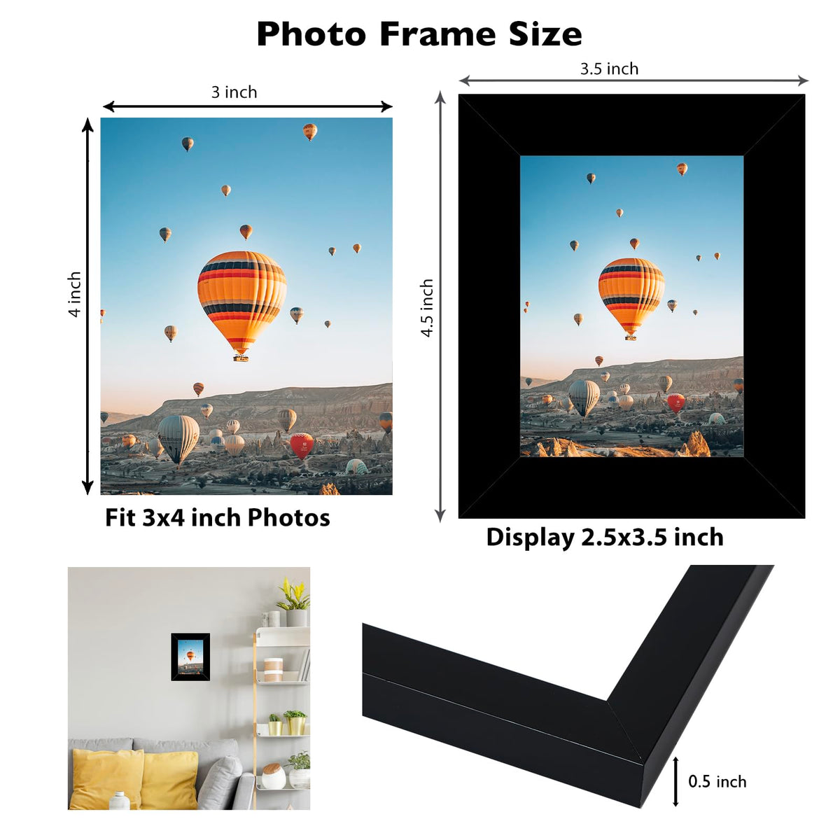 JCJMY 3x4 Picture Frame Set of 3 for Tabletop or Wall, 3 x 4 Wall Gall ...