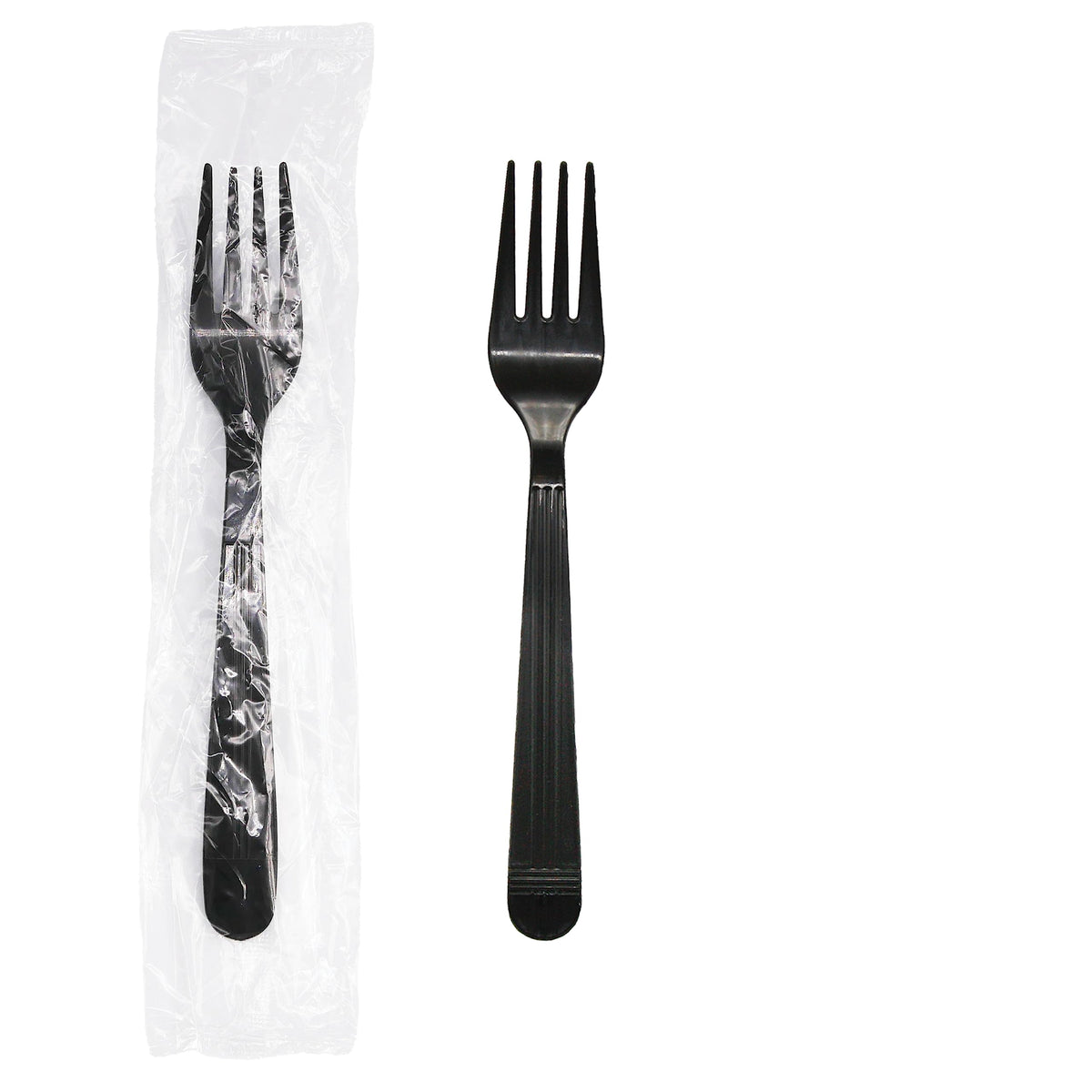 Party Essentials Individually Wrapped Black Plastic Utensil Sets/Heavy ...