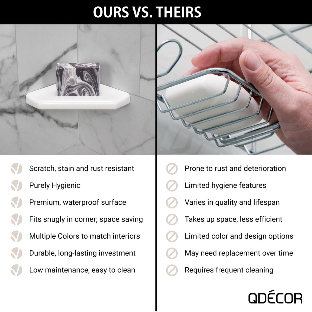 Questech Decor Shower Soap Dish, Retrofit Corner Shower Shelf For Tile ...