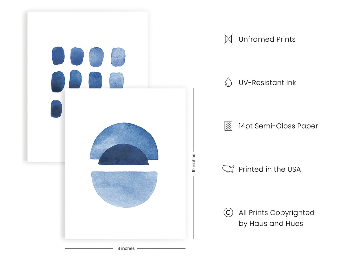 Haus And Hues Abstract Blue Wall Art Prints Set Of 4 Abstract Art Blue ...
