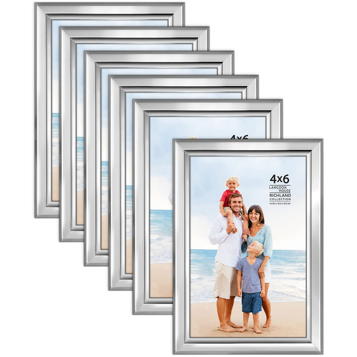 Langdon House 4X6 Picture Frames Set (Silver, 6 Pack) Distinguished Ed ...