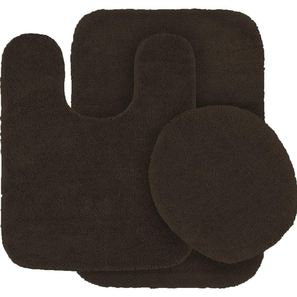 3 Pc Solid Color Chocolate/Brown Bathroom Rug Set Bath Mats Super Soft ...