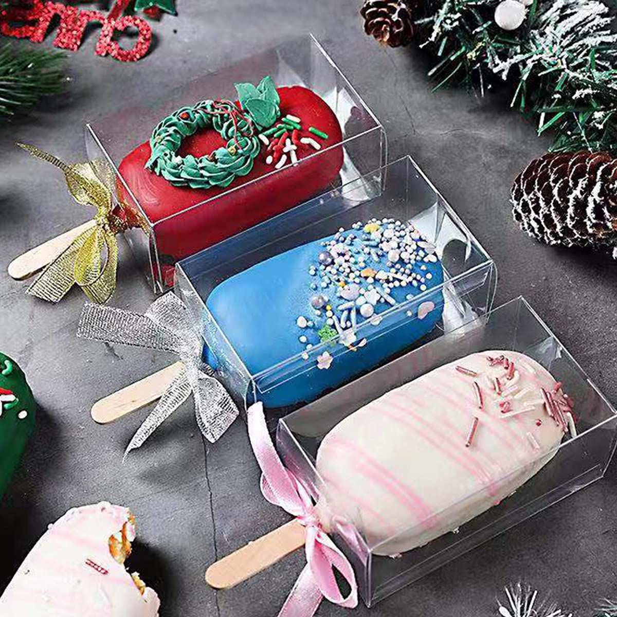 Doerdo Dd 75Pieces Clear Popsicle Cakesicle Boxes Set, Include Transpa ...