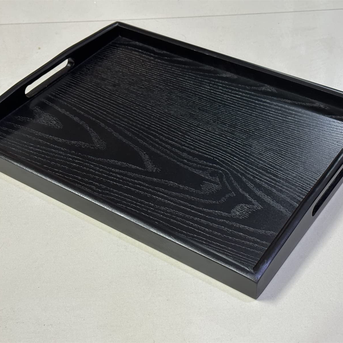 Dillman Serving Tray Large Black Wood Rectangle Food Tray Butler Tray ...
