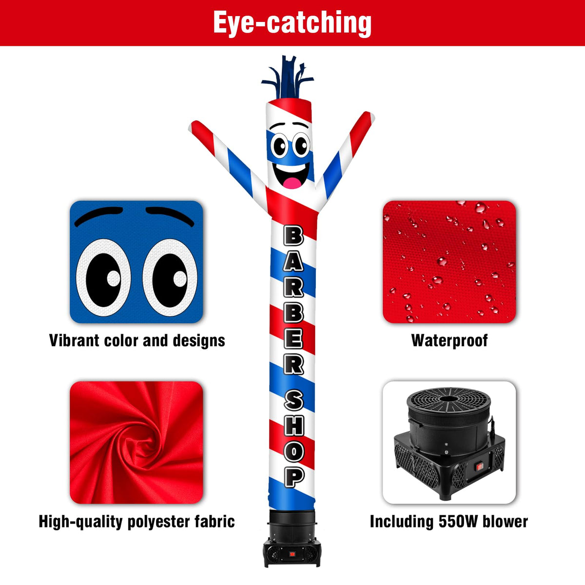 GOODENY 10FT Tall Barber Shop Inflatable Tube Man Wacky Wavy Dancing G ...