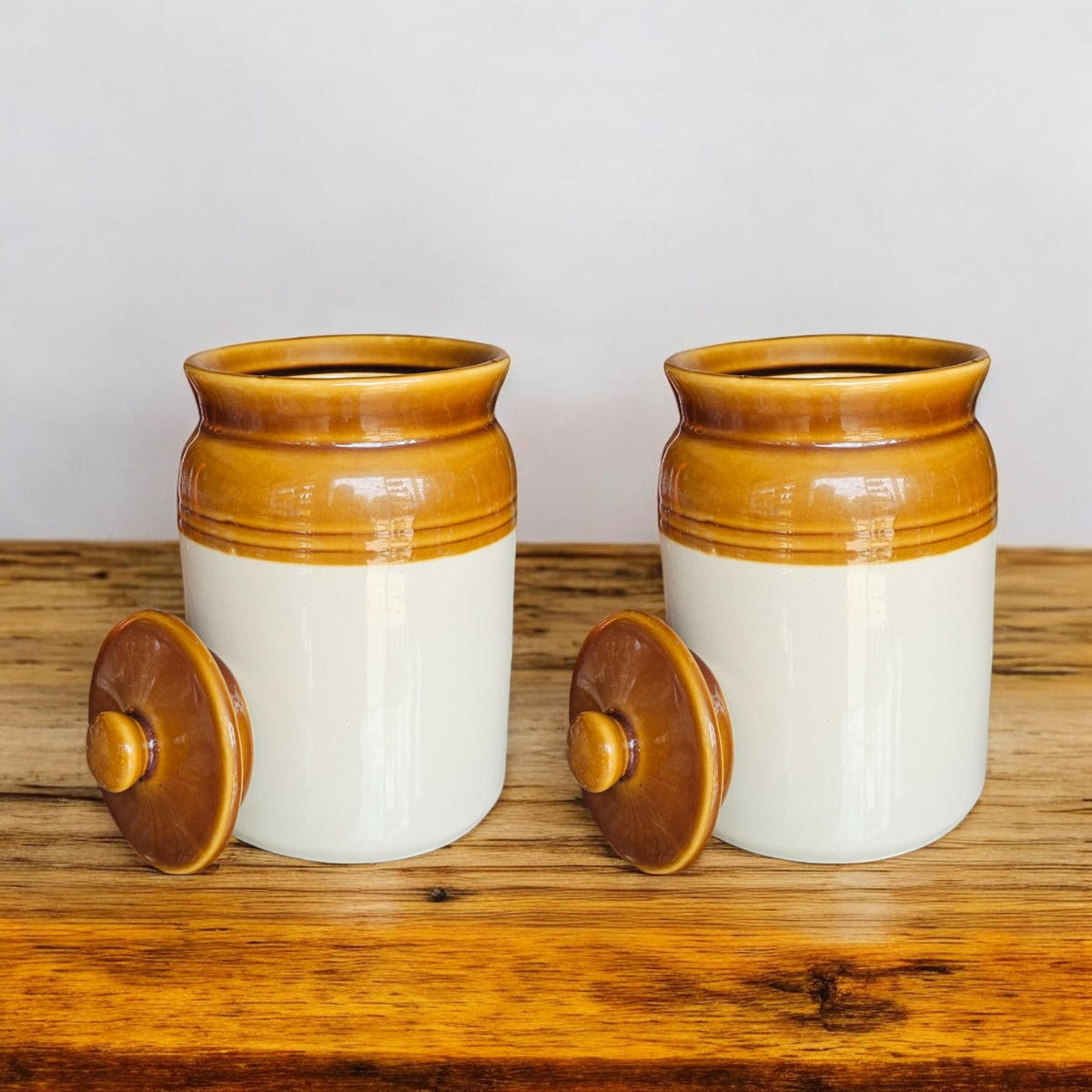 Claystone Ceramic Achaar Jar Set - 2 Kg (2000 Ml) X 2 - Martban Pickle ...