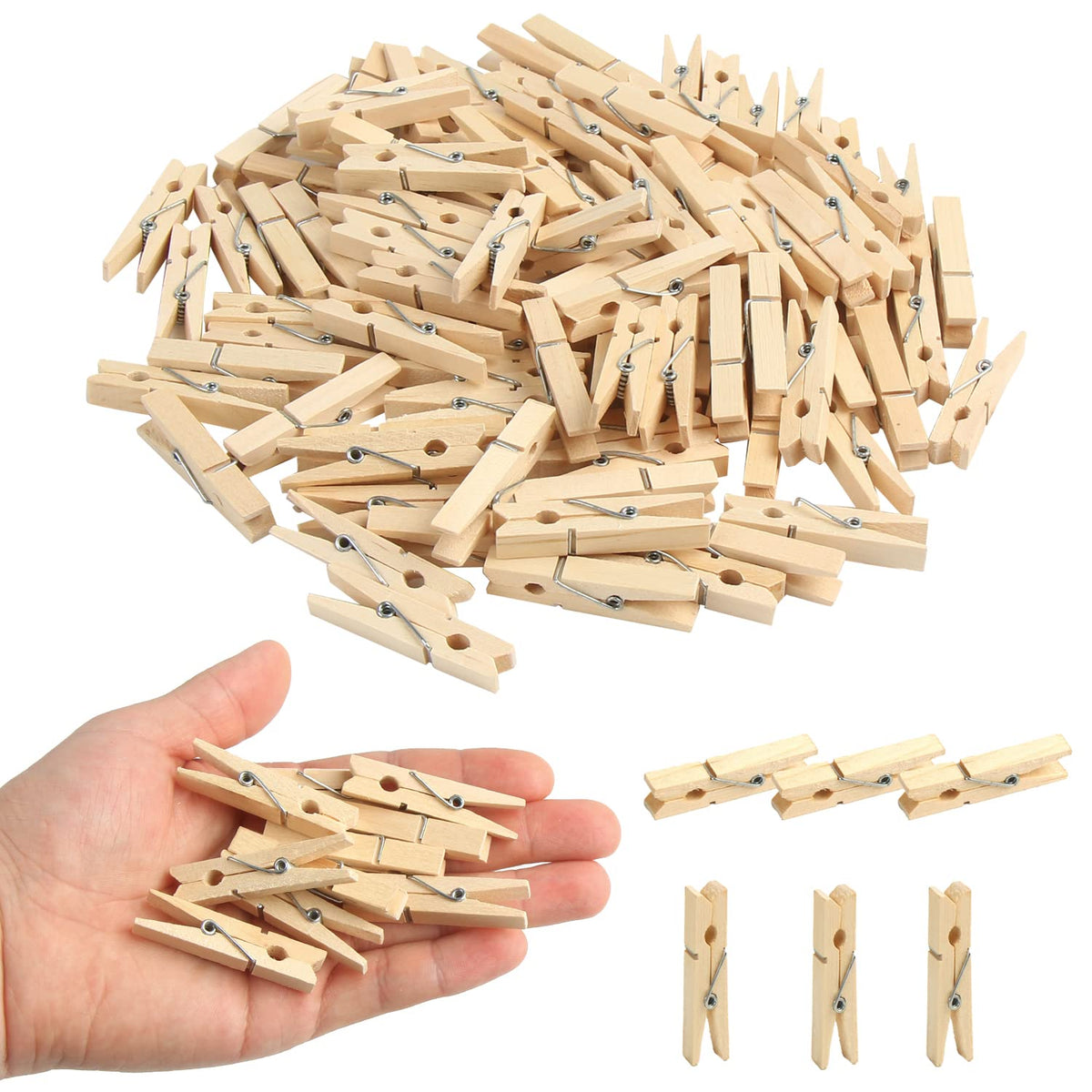 Kimober 1.77Inch Wooden Clothespins,Sturdy Natural Wooden Craft Peg Pi ...