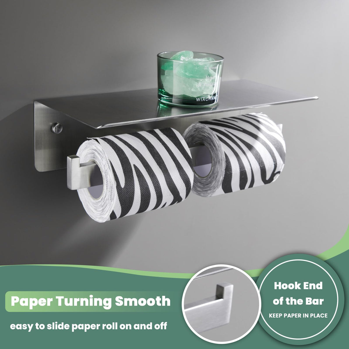 Double Toilet Paper Holder With Shelf, Suyar 304 Stainless Steel Wall ...
