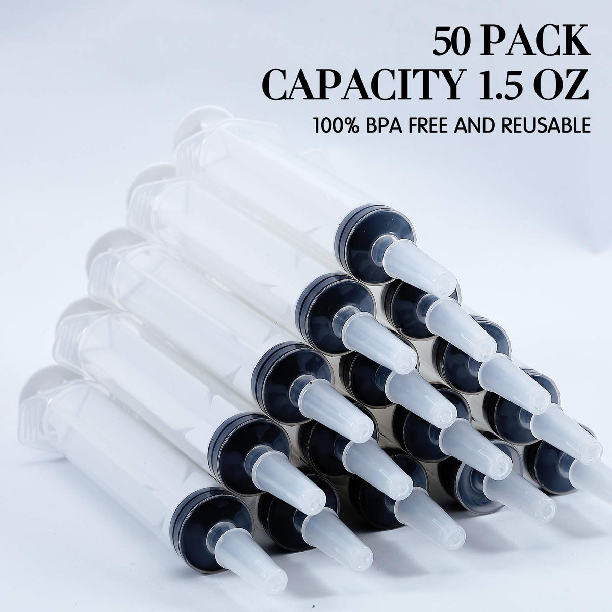 Focusline 50 Pack Jelly Shot Syringes, 1.5 Oz Capacity Reusable Party ...