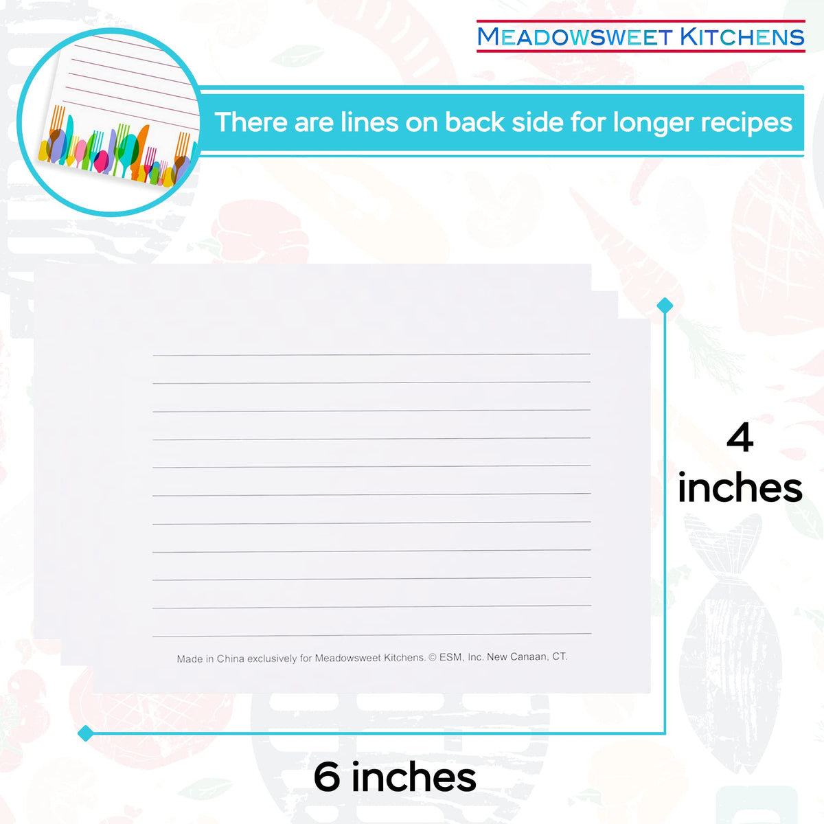 Meadowsweet Kitchens Recipe Card Set - 25 Recipe Cards 4 X 6 Inch, Per ...