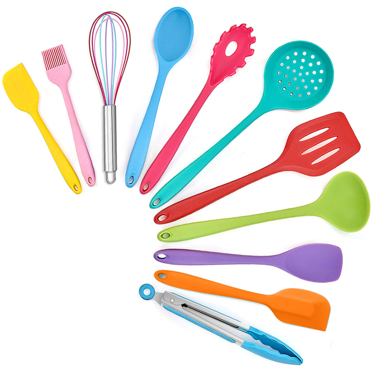 Teamfar Kitchen Utensils, 11 Pcs Silicone Cooking Utensils Spatula Set ...