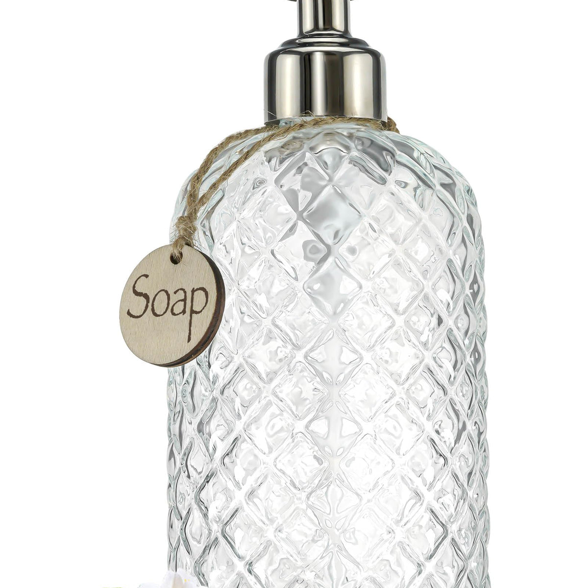 Jasai 18Oz Gem Patterned Clear Glass Soap Dispenser With Rust Proof Pu ...