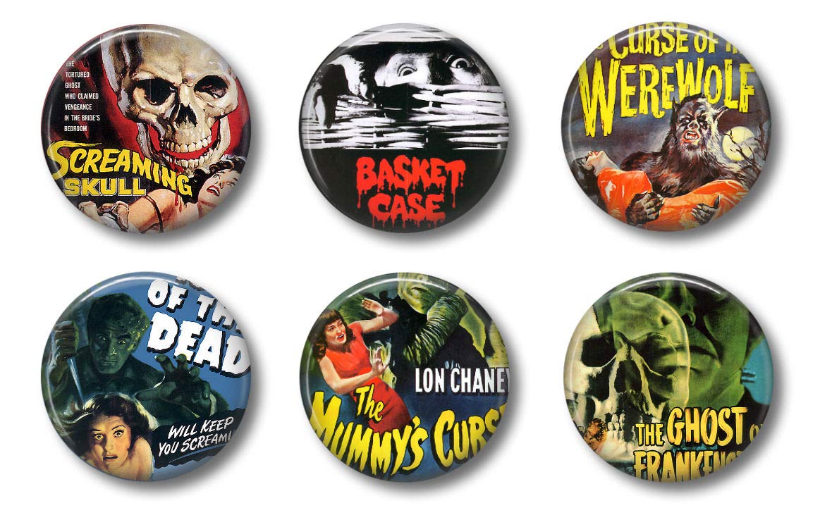 Cute Locker Magnets For Teens - Vintage Horror Movies - Set Of Six 1.7 ...