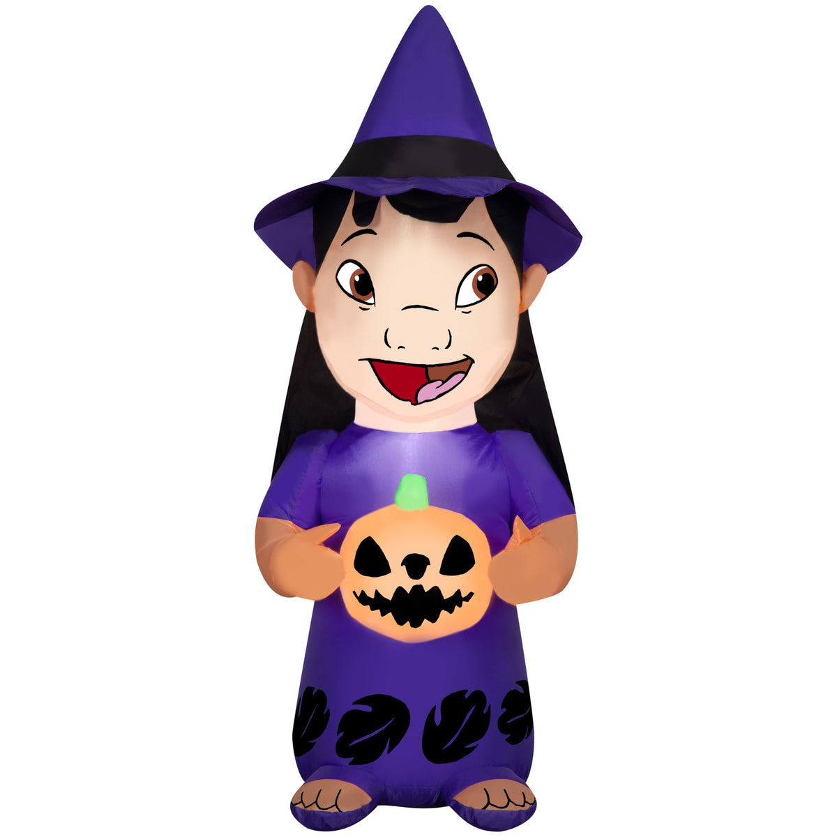 Gemmy Airblown Inflatable Lilo w/Witch Hat and Pumpkin Disney, 4 ft Ta ...