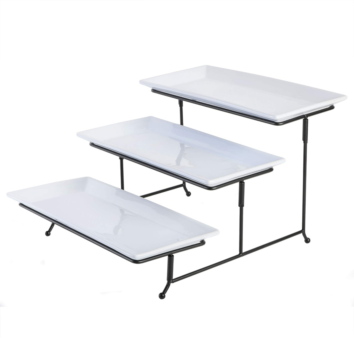 Gibson Home Gracious Dining Dinnerware, 3-Tier Rectangle Plate Set Wit ...