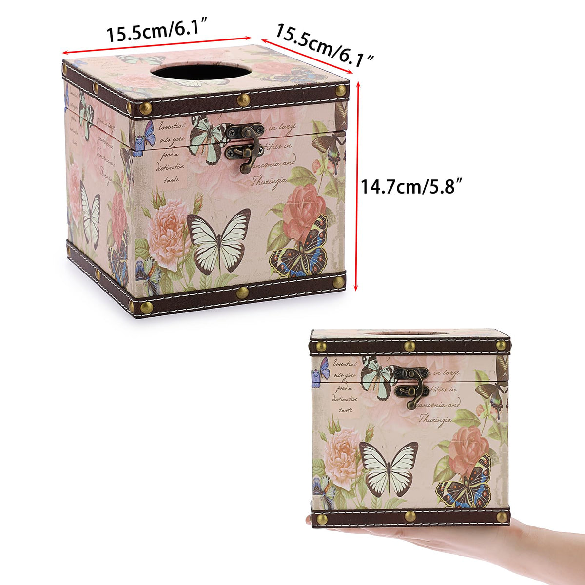 Sumnacon Tissue Box Retro Wood Square Tissue Box Cover Vintage Cube Ti ...