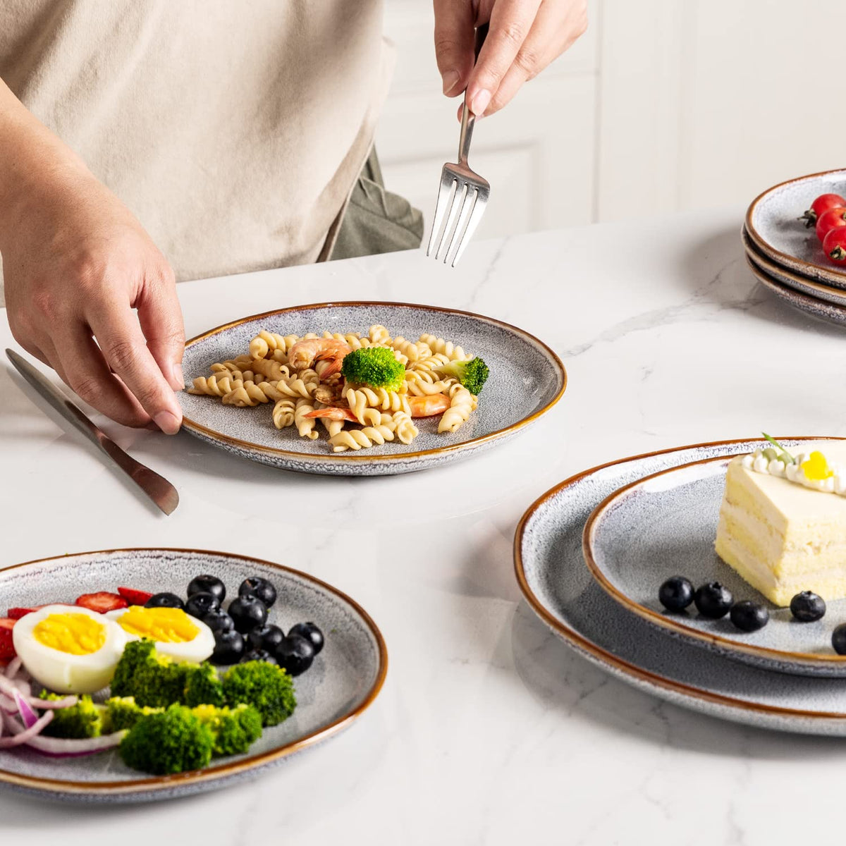 Amorarc Ceramic Dinner Plates Set Of 6, 10.5 Inch Handmade Reactive Gl ...