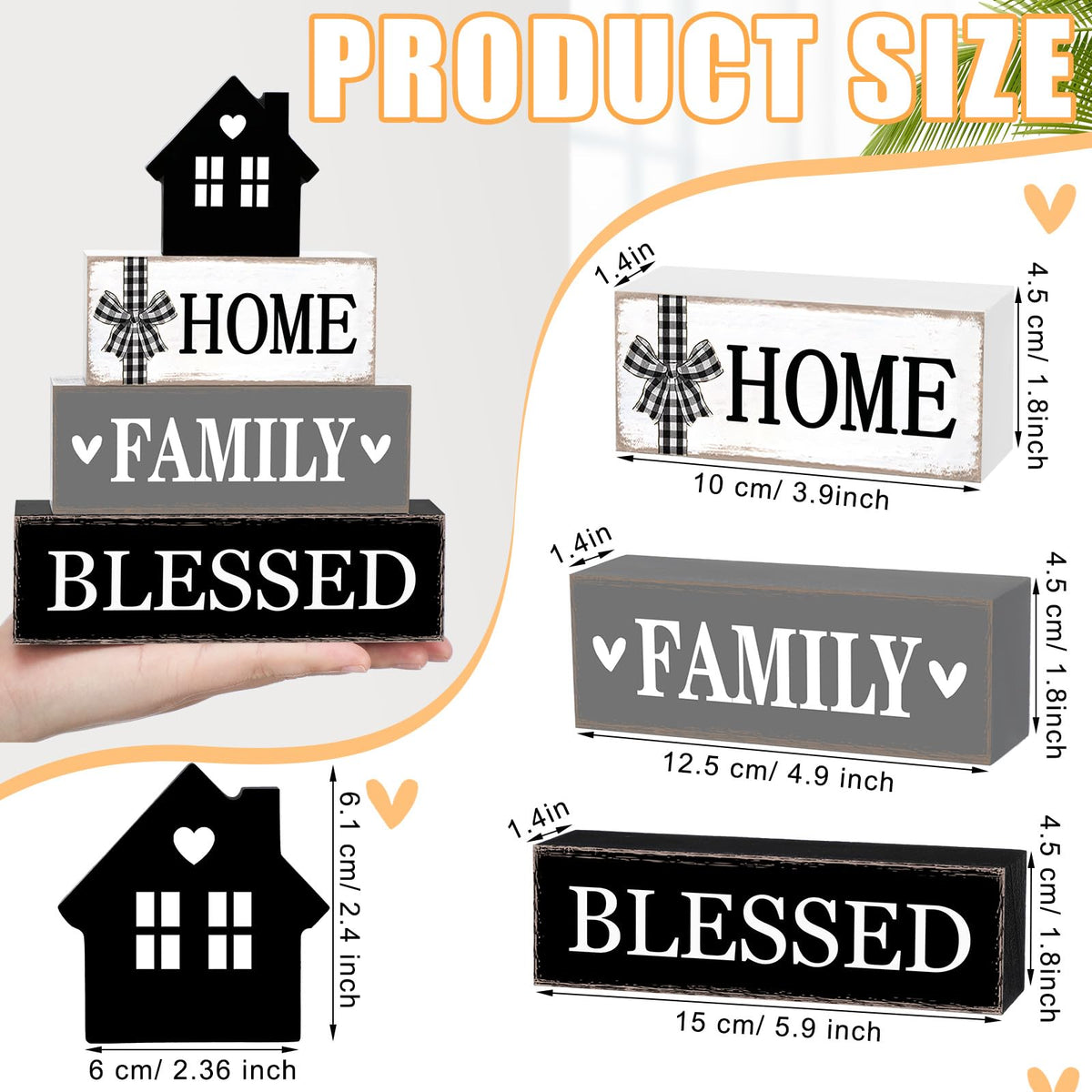 Cinnvoice Rustic Farmhouse Table Decor Blessed Signs for Home Decor Ne ...