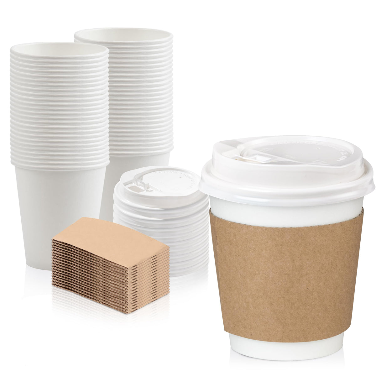Fit Meal Prep 50 Pack 24 Oz Disposable Coffee Cups With Lids, Sleeves ...