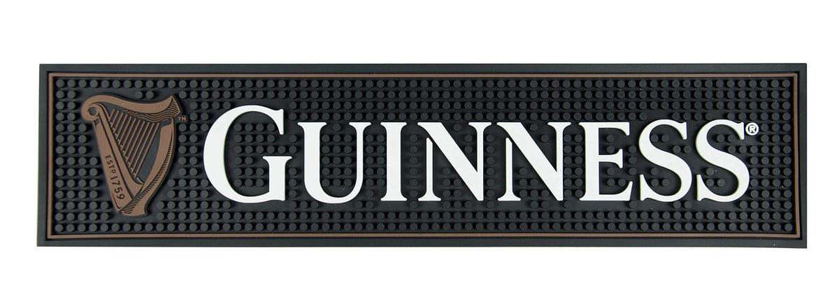 Guinness Gaelic Label Bar Mat - Non Slip Black Pvc Rubber Drip Tray (W ...