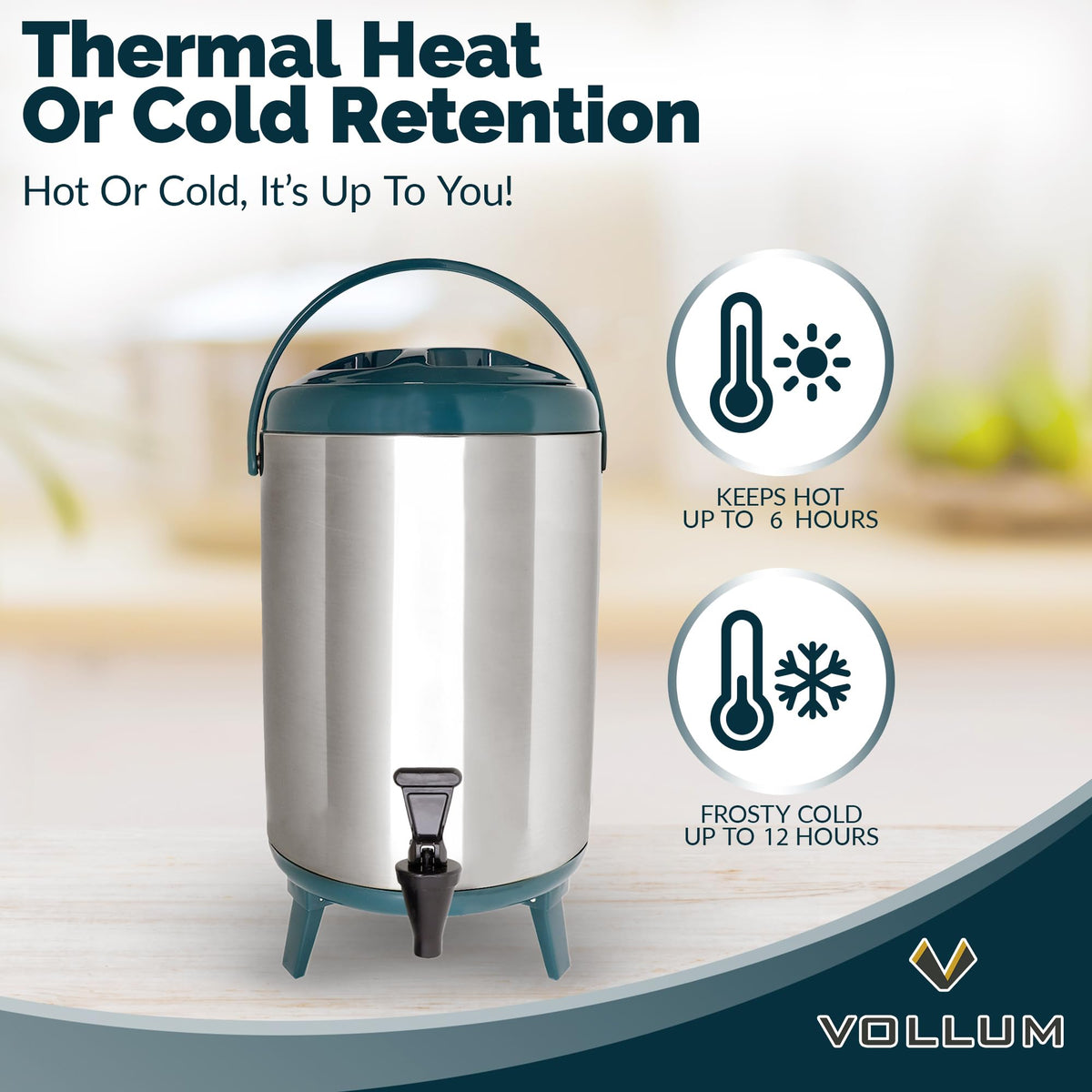 Vollum Stainless Steel Insulated Beverage Dispenser - Insulated Therma ...