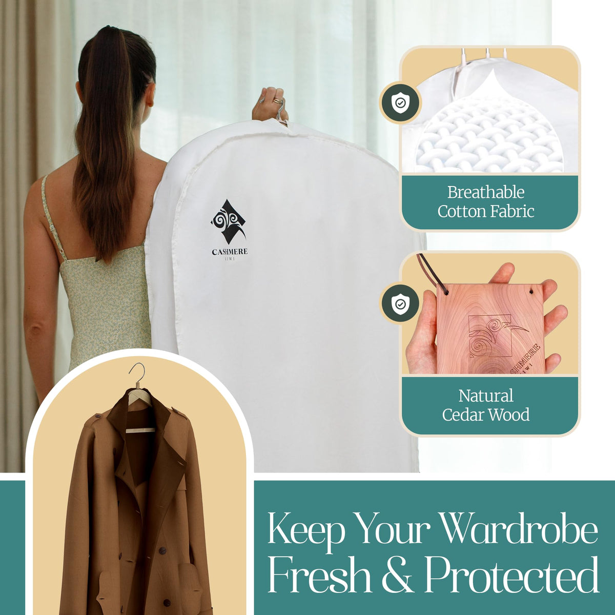 Premium 60 Cotton Garment Bag For Hanging Clothes And Storage | Wide 6 ...