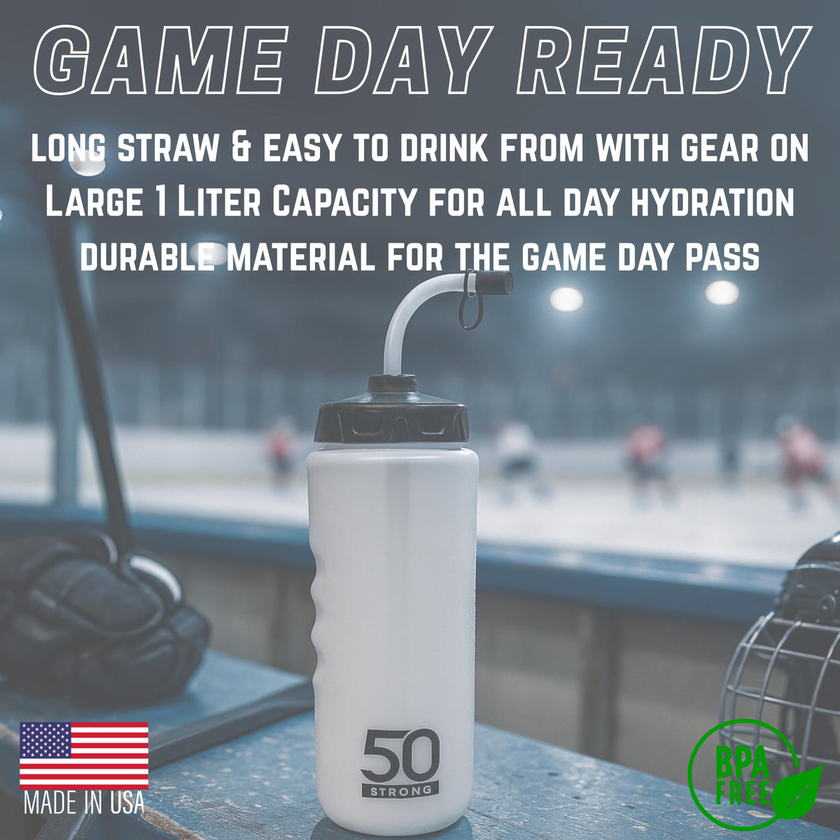 1 Liter Water Bottle with Straw Hockey Water Bottle with Long Straw Ea ...