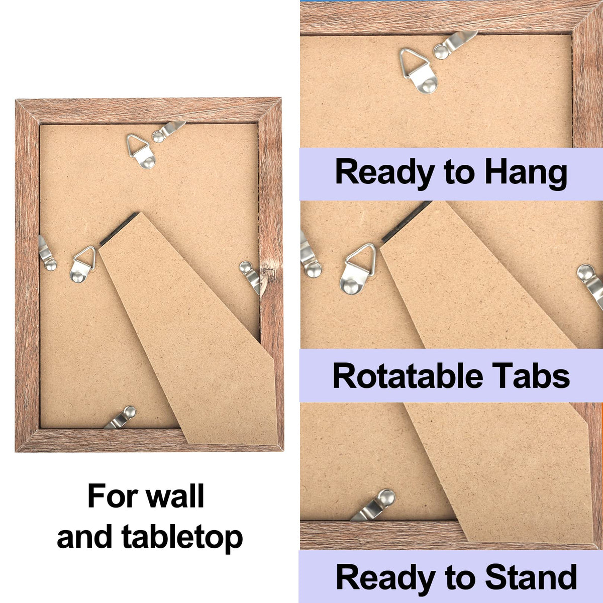 TOFOREVO 5x7 Picture Frames Set of 6 Rustic Wood Grain Photo Frame for ...