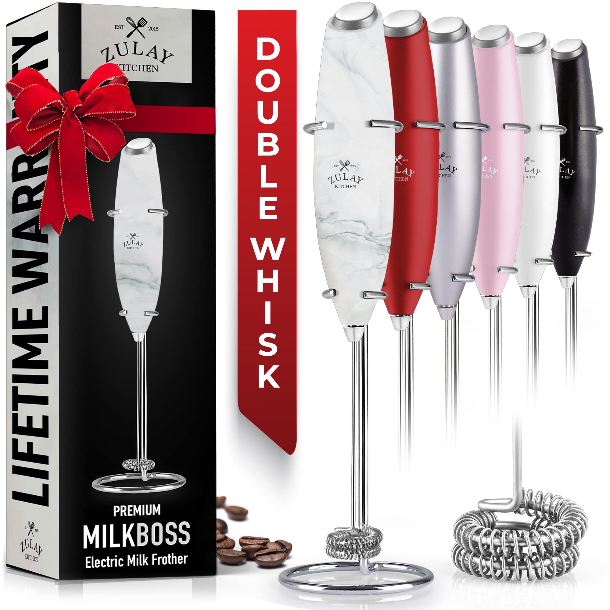 Zulay Kitchen Powerful Double Whisk Milk Frother Handheld Foam Maker Zulay Kitchen Powerful Double Whisk Milk Frother Handheld Foam Maker