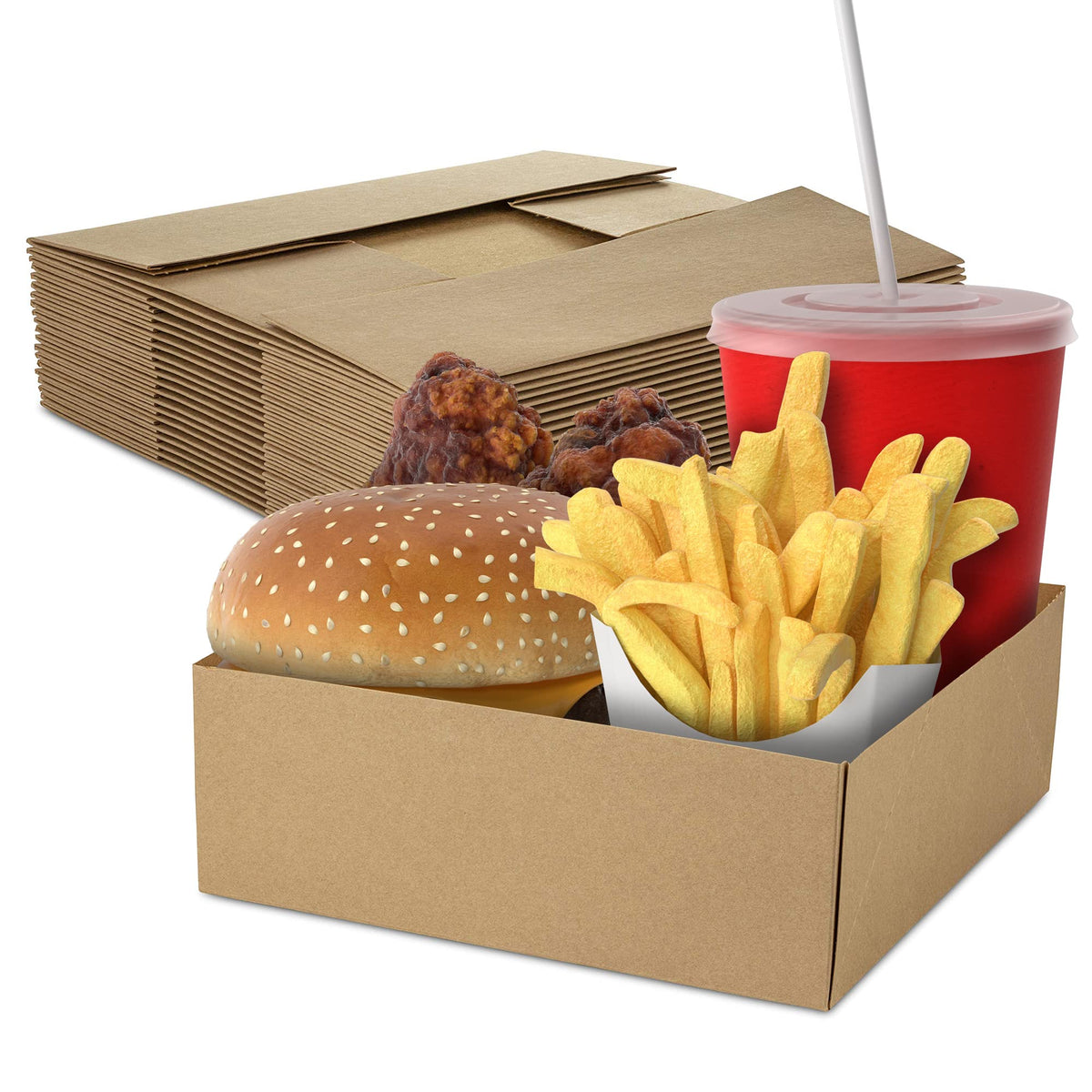 Mt Products Large Paper Stadium Food Tray - Pack Of 20 Pop-Up Kraft Mo ...