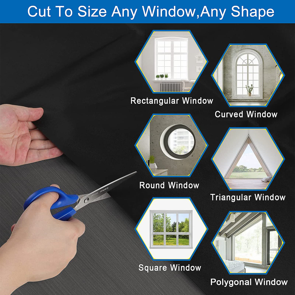 100% Blackout Blind Magnetic Window Cover 118 x 57Inch,No Drill,Cut An ...