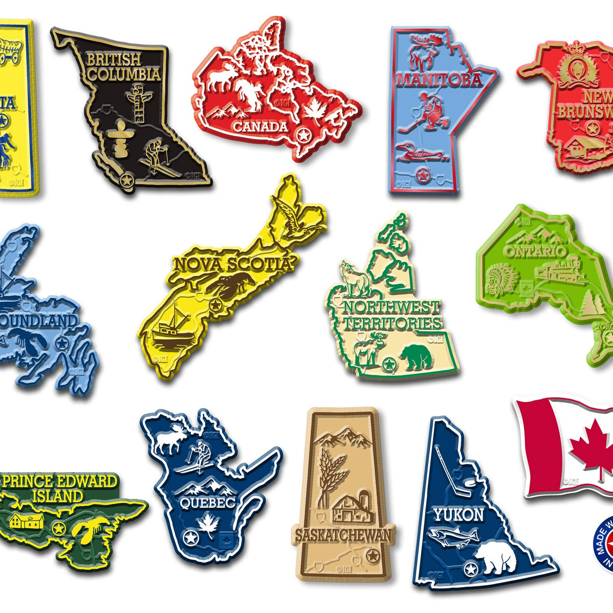 Canada Magnet Set by Classic Magnets 14-Piece Set Collectible Souvenir ...