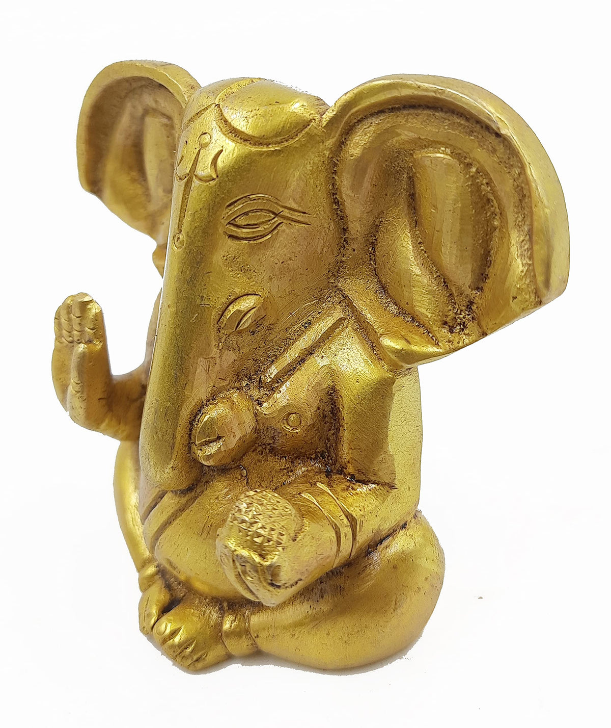 Aditi Crafts Brass Sitting Ganesh Ganpati Idol 6Cm X 7Cm X 8Cm Weight – Homenkitchenshop