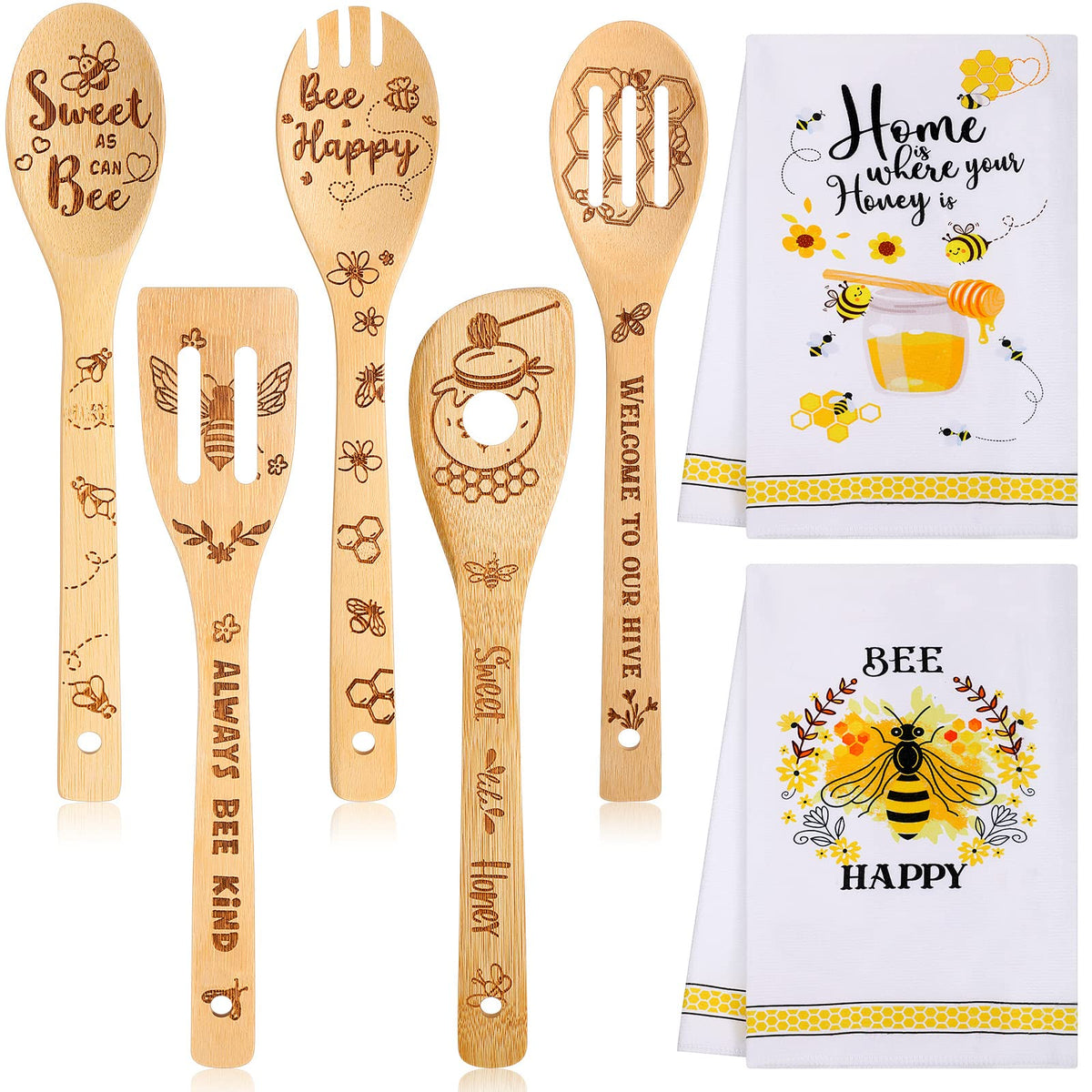Minatee 7 Pcs Bee Kitchen Decor Set, Including 2 Pcs Bee Kitchen Towel ...