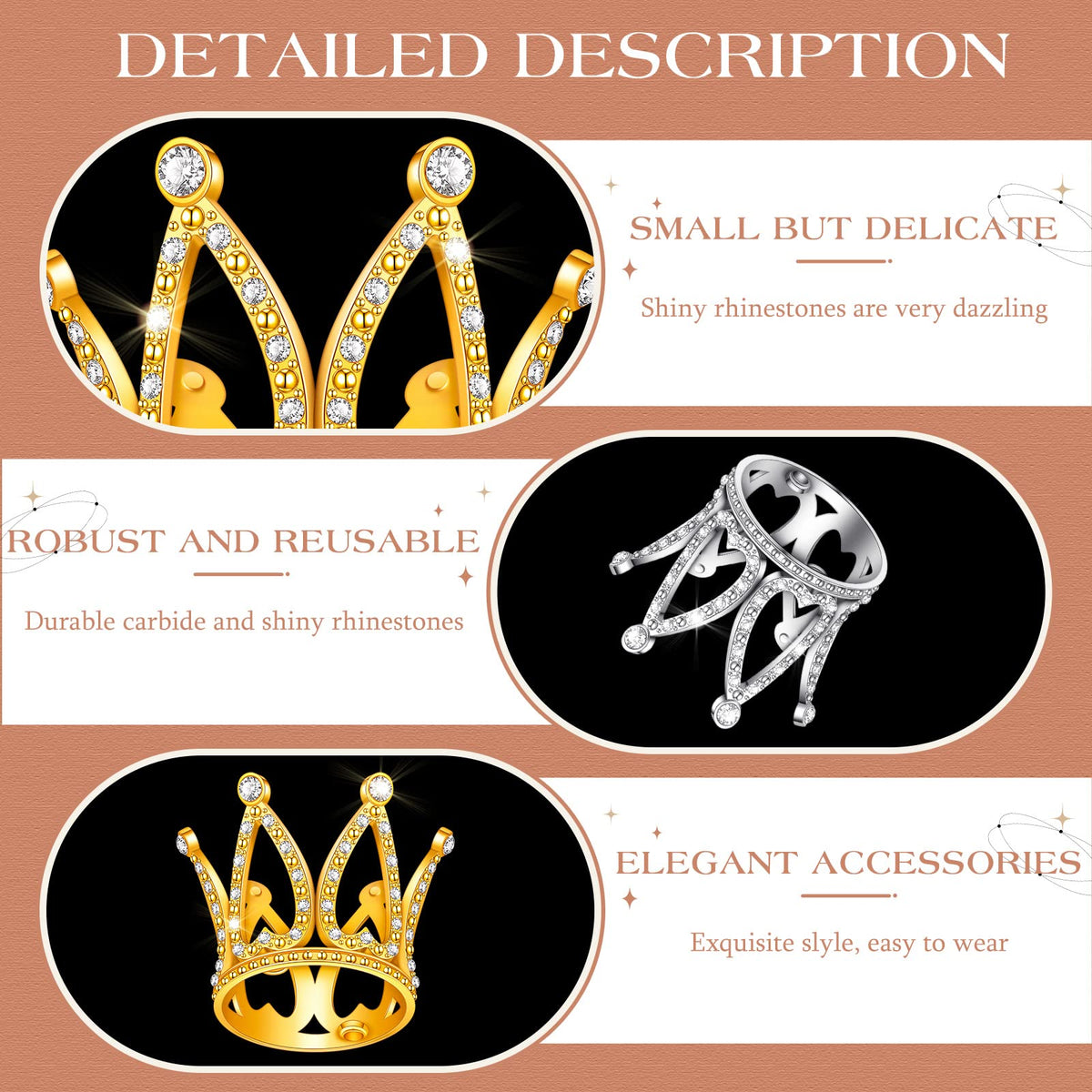 12 Pcs Crown Cake Topper Mini Baby Crown Tiny Queen Crown Small Prince ...