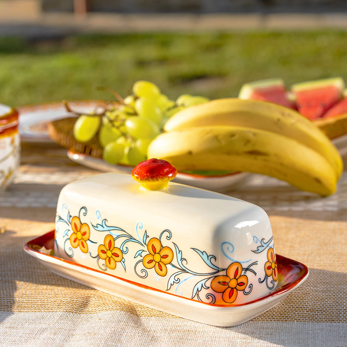 Euro Ceramica Duomo Collection 3-Piece Servingware Set, Gold and Cream ...