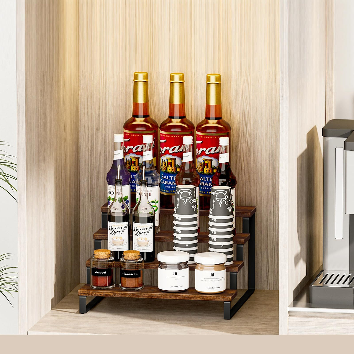 Giikin Spice Rack, 4-Tier Step Shelf Countertop Spice Storage Holder ...