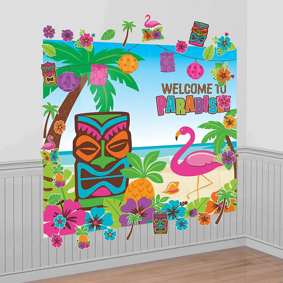 Amscan 32-Piece Luau Scene Setters Wall Decorating Kit, 1 Pack ...