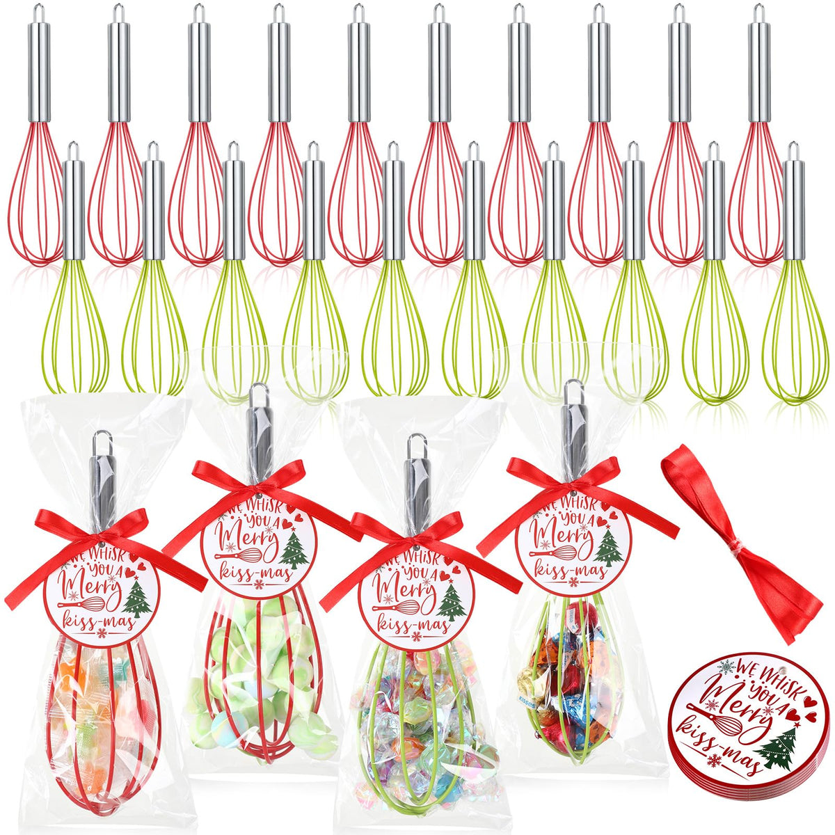 FoldTier 24 Sets 8 Inch Christmas Whisks Gifts DIY Fillable Christmas ...
